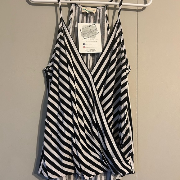 nine twenty | Tops | Striped Black And White Womens Crossover Tank ...